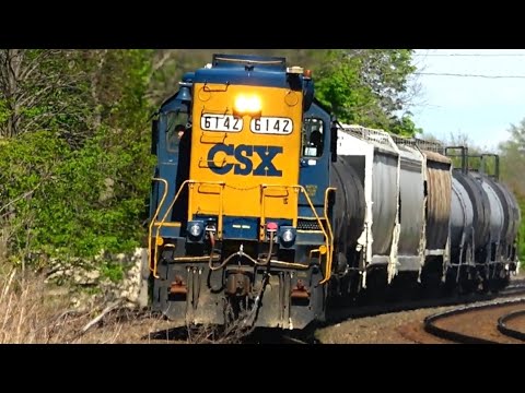 CP and CSX Power Oil Tanker Train! Chasing Big Norfolk Southern Train! CSX GP 40-2 Engine And ...