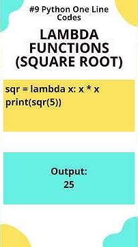 Python One Line Codes #9 - Lambda Square root function | #shorts - YouTube