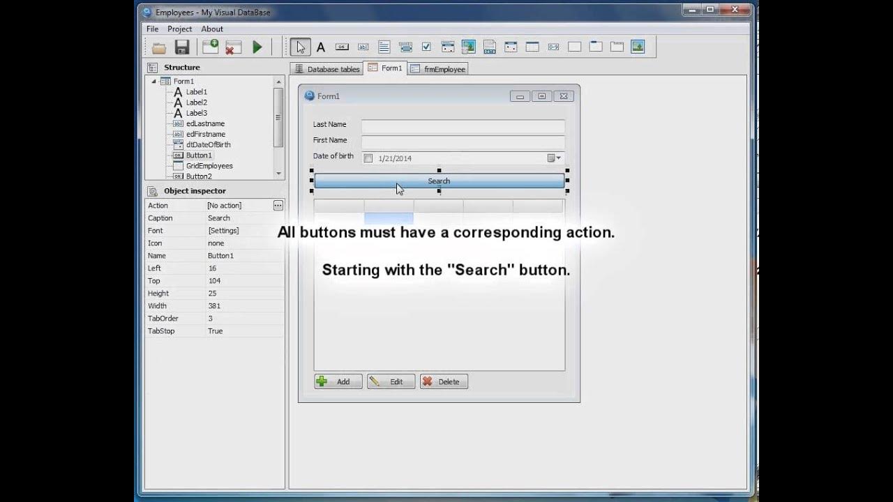 01 Lesson - simple database of employees using My Visual Database ...