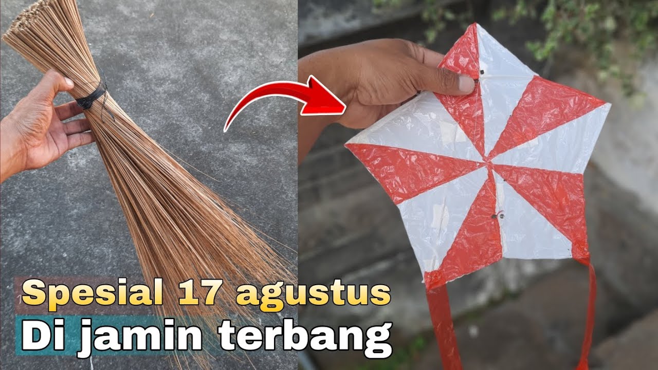 Diy layangan merah putih spesial 17 agustus dari lidi - YouTube