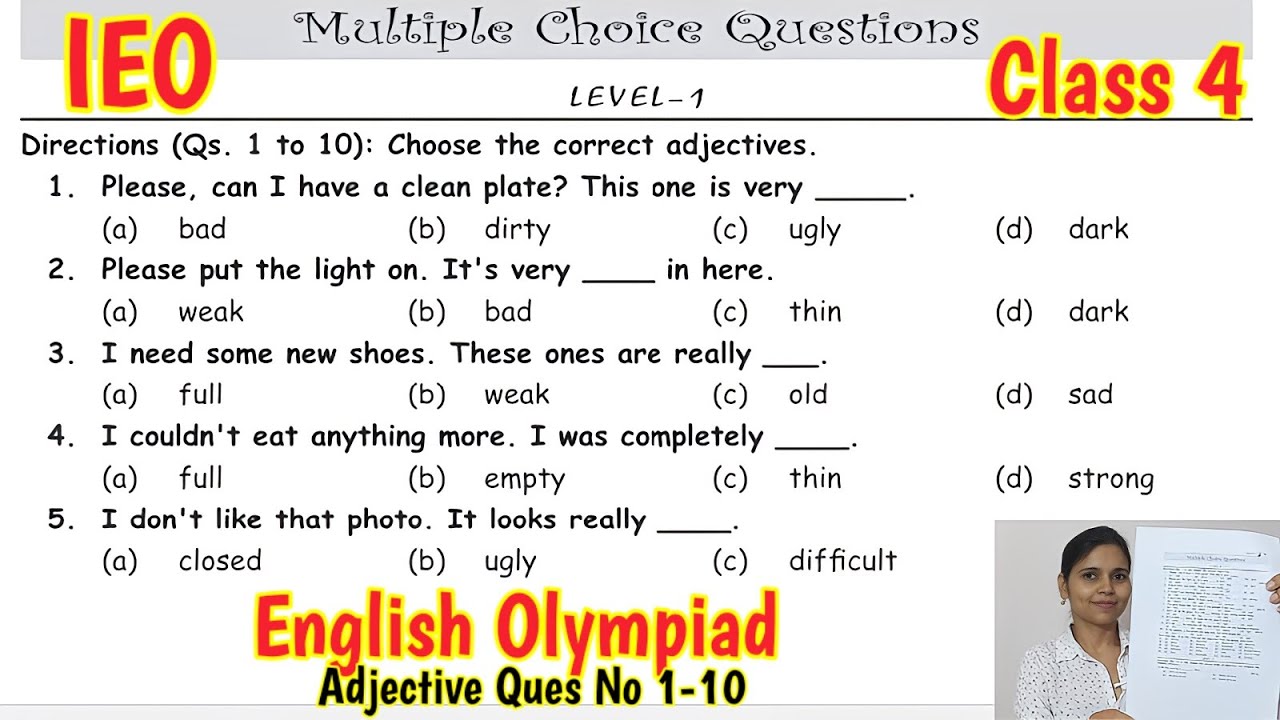 Olympiad Exam For Class 4 English 2023 | English Olympiad Mock Test for ...