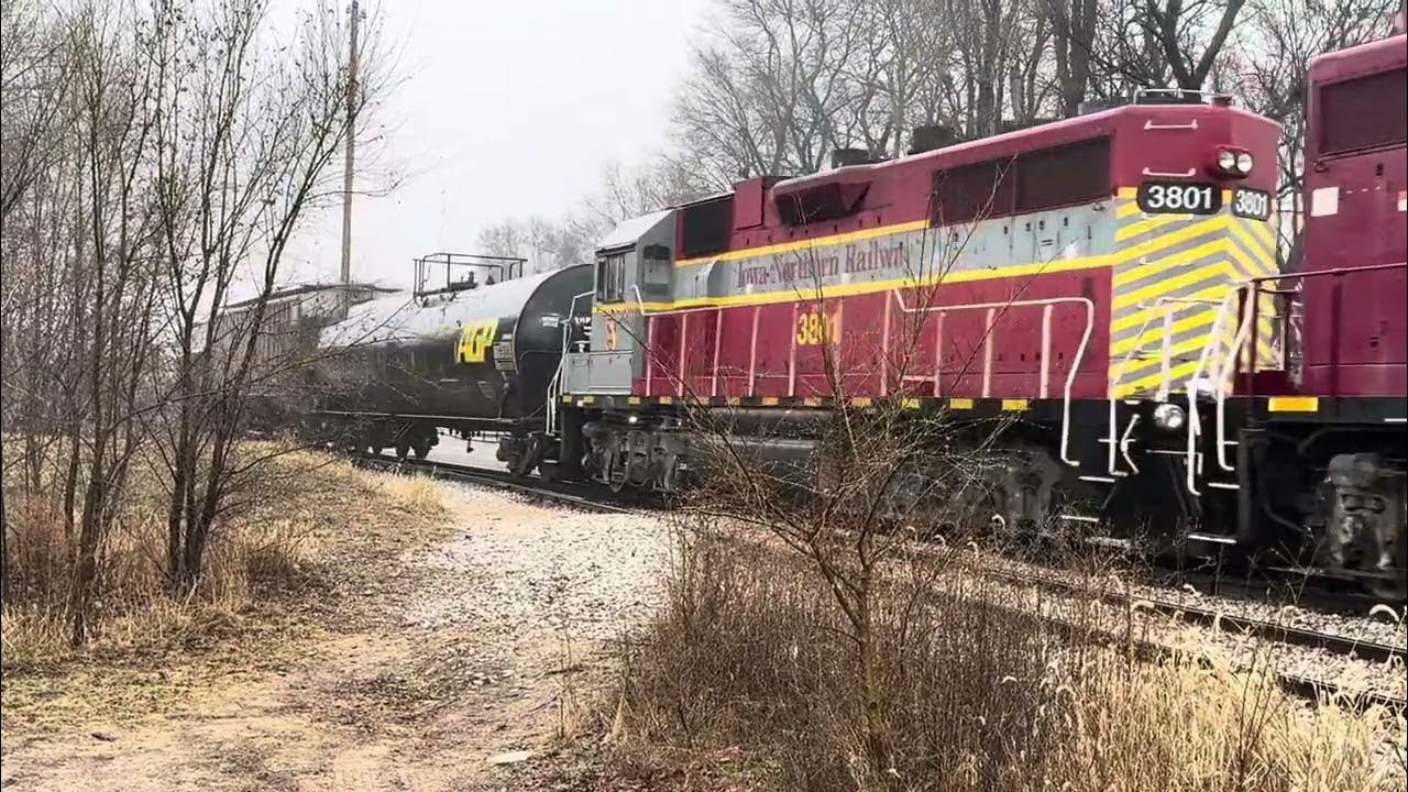 IANR 3805, HLCX 1032 & IANR 3801 Pulling North Out Of Bryant Yard. Waterloo, IA - YouTube
