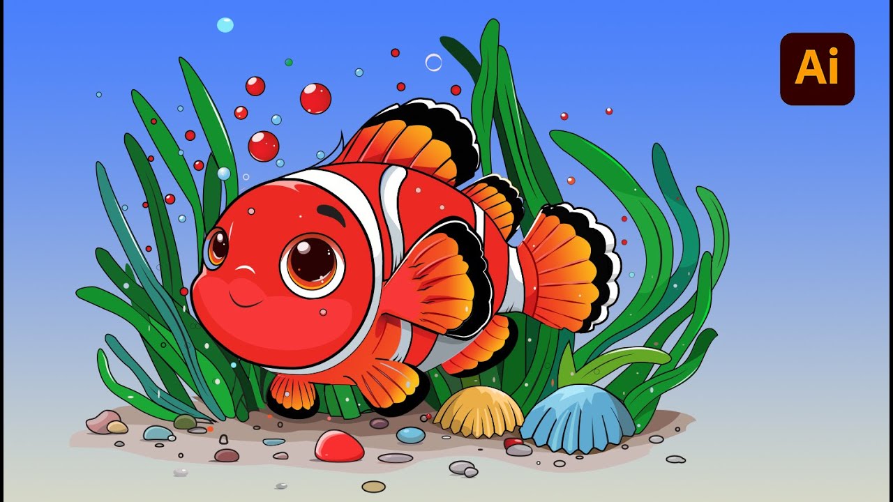 Adobe Illustrator Tutorial How to Draw Nemo Finding Nemo - YouTube