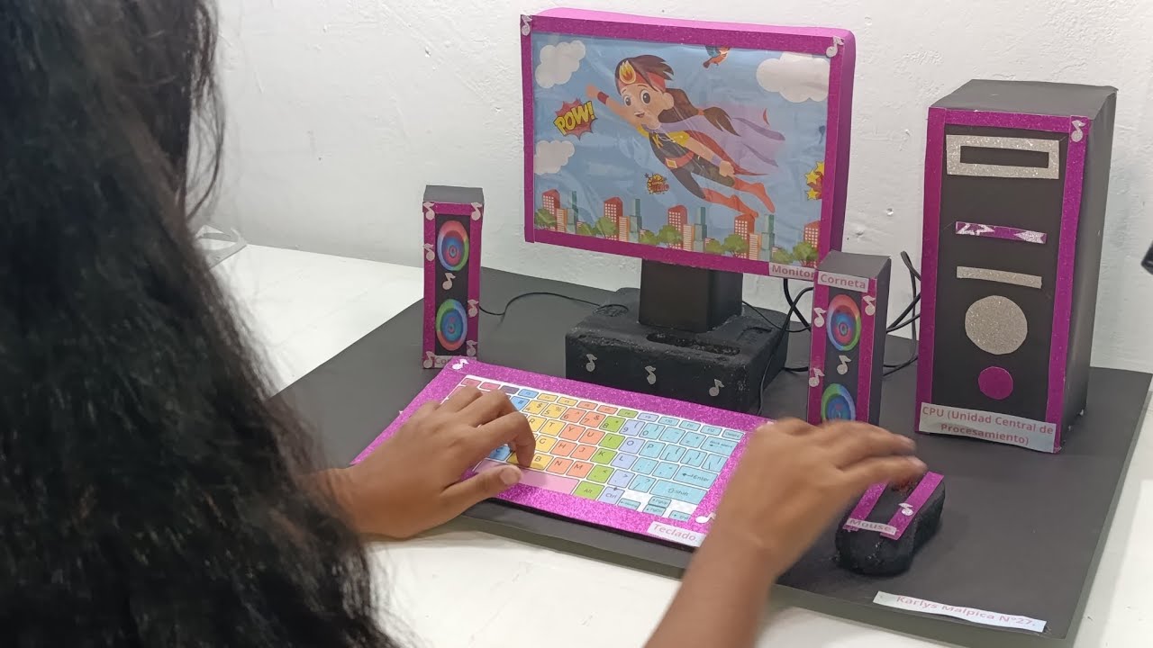 COMO HACER UNA COMPUTADORA DE CARTON/ MAQUETA DE COMPUTADORA CON ...