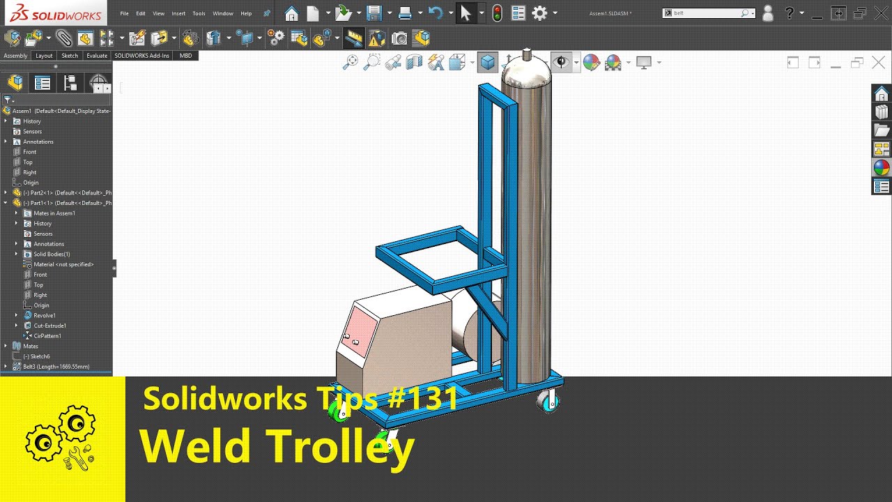Solidworks tutorial #131 | Weld Trolley exercise for beginner ...