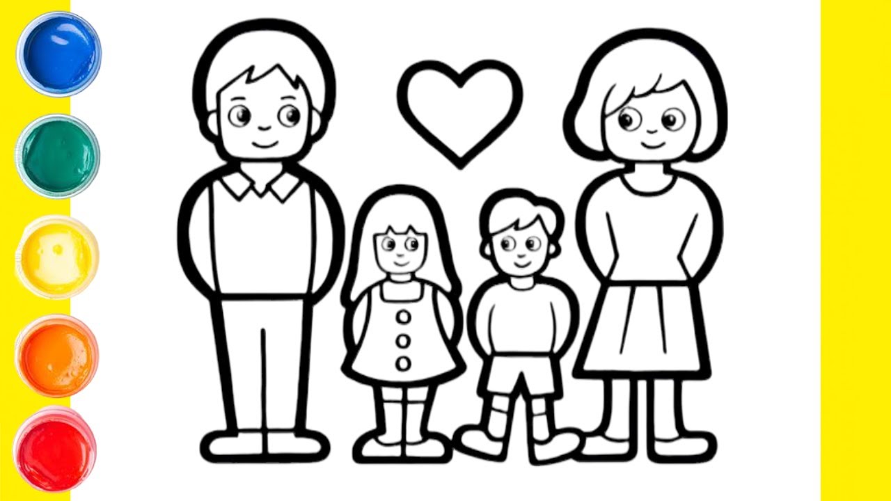 How to draw happy Family and House, Drawing tutorial art, Easy drawing ...
