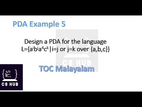 Design a PDA for the language L={aibja4ck|i=j or j=k over {a,b,c}} | PDA Example 5 - YouTube