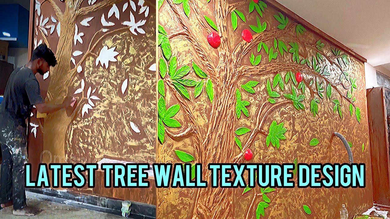 New types of Tree🌲wall design texture ideas |How to make tree designs ...