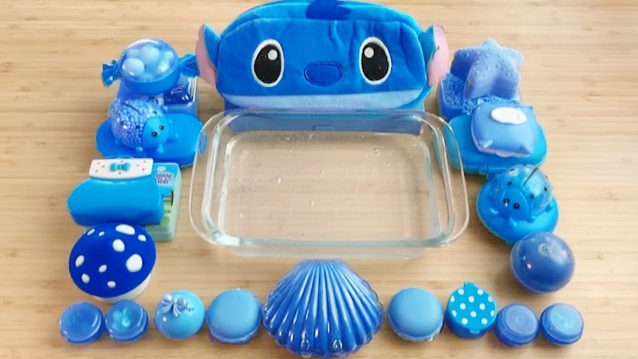 Mixing ★Blue Stitch★ Eyeshadow and Makeup,parts,glitter Into Slime ...