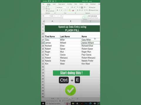 Speed up data entry in Excel using FLASH FILL Function - YouTube