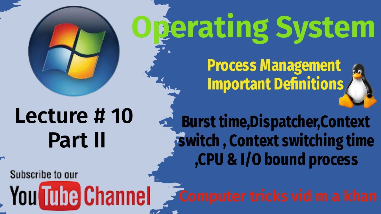 Operating System lecture# definition Burst time, Dispatcher, Context switch, CPU & I/O bound ...
