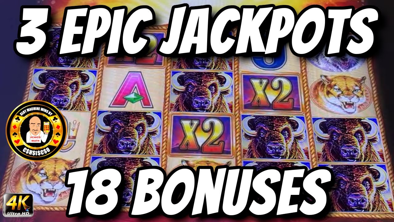 3 JACKPOTS - 18 BONUSES - 1 NIGHT on Buffalo Gold Slot Machines - YouTube