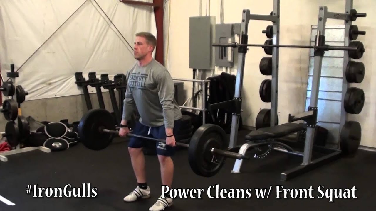 Power clean with front squat - YouTube
