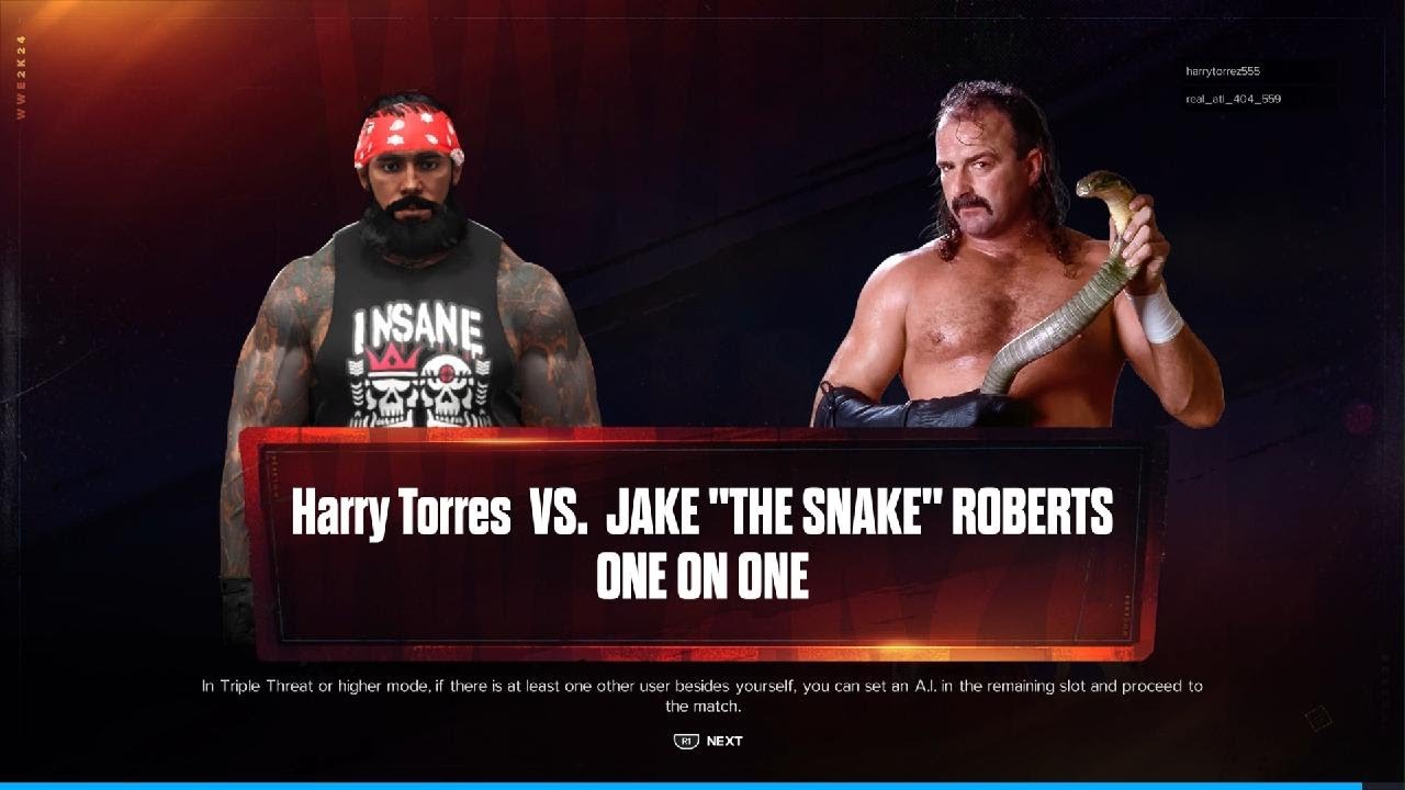 WWE 2K24 The Bigman Harry Torres vs Jake the Snake Roberts - YouTube