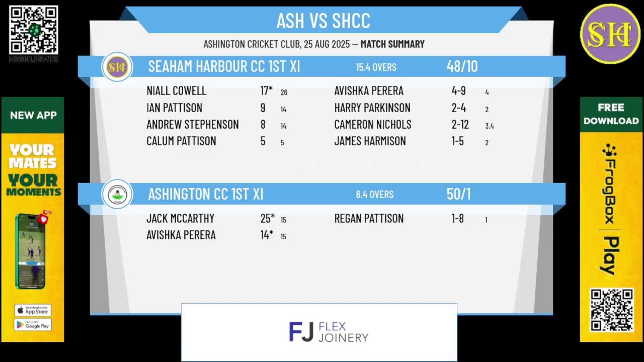 Ashington CC 1st XI v Seaham Harbour CC 1st XI - YouTube