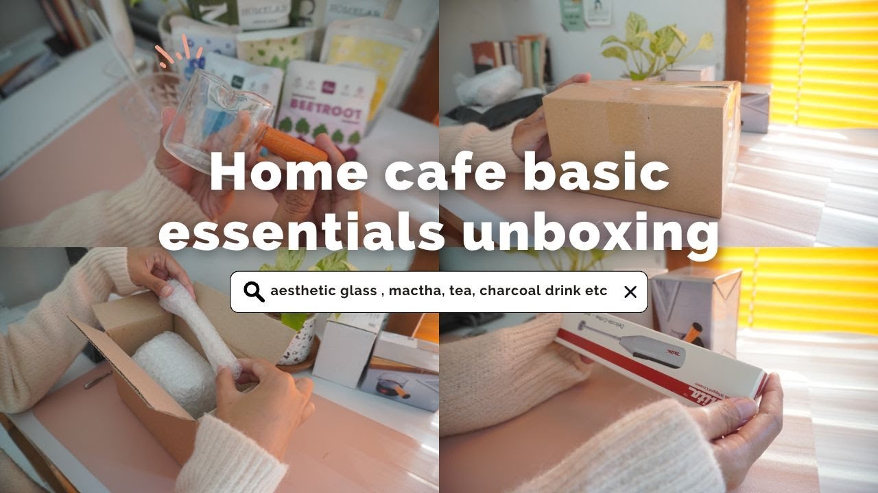 Home Cafe Basic Essentials Unboxing (aesthetic glass , matcha, tea ...