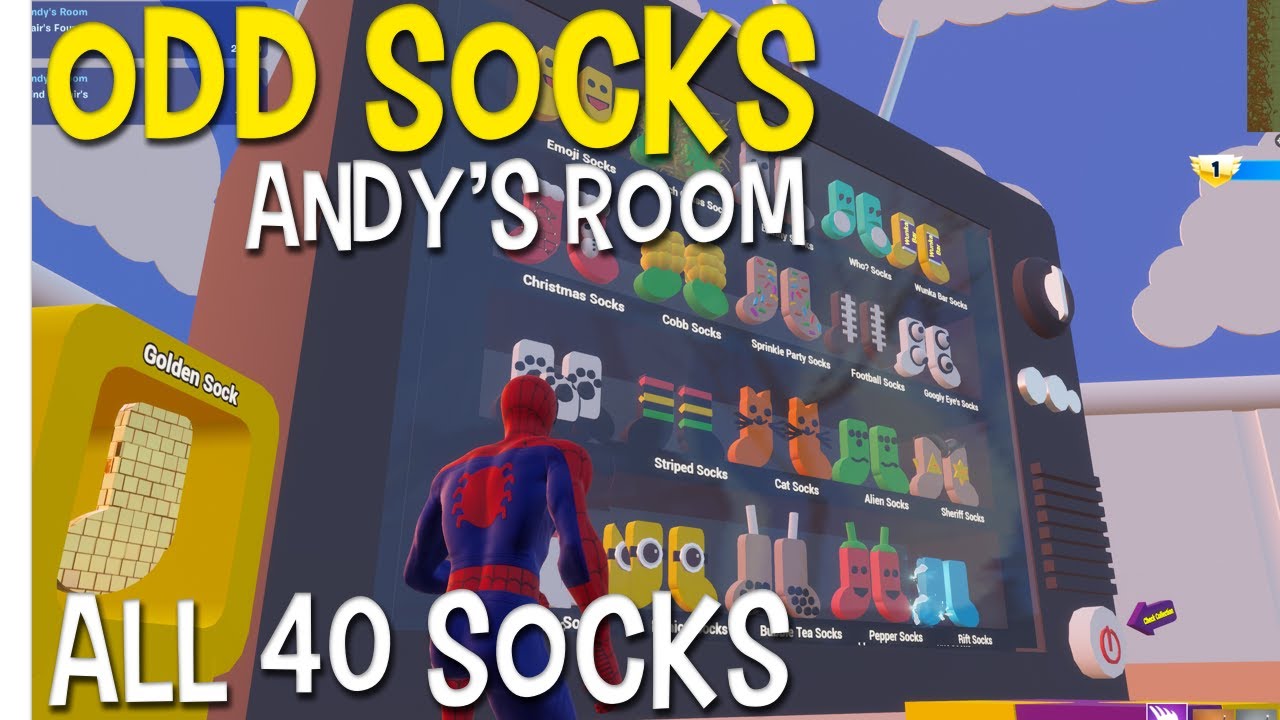 Fortnite ODD SOCKS : Andy's Room - All 40 Socks 7320-9877-9749 - YouTube