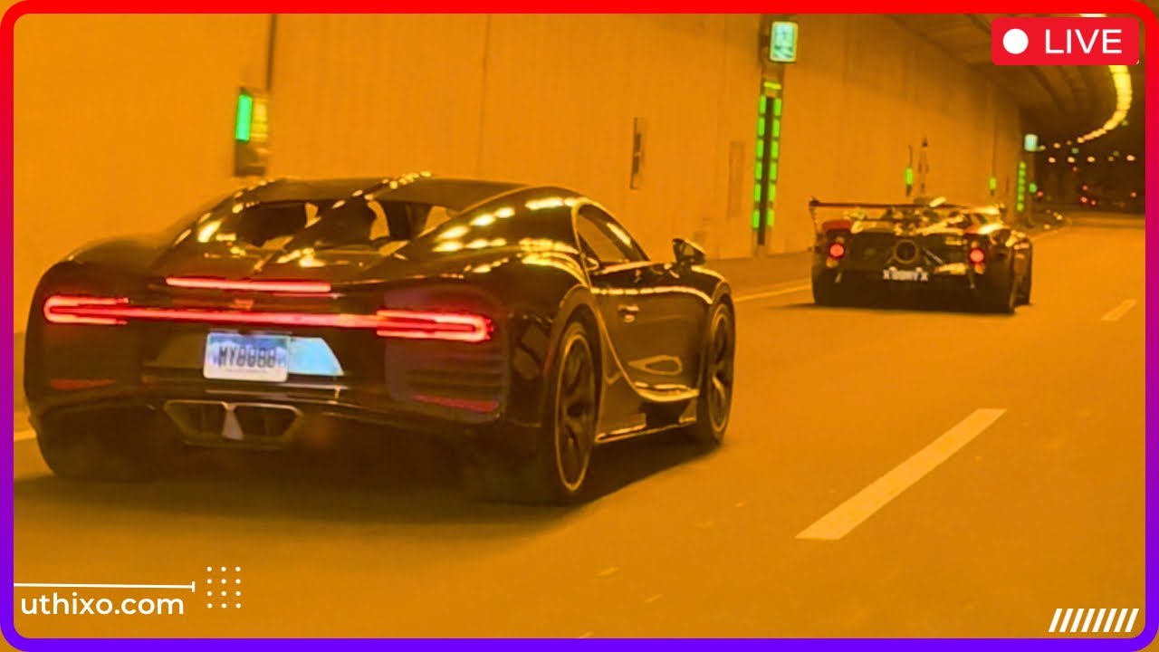 BRABUS NIGHT & Pagani Zonda MY Roadster, Bugatti Chiron TUNNEL SOUND ...