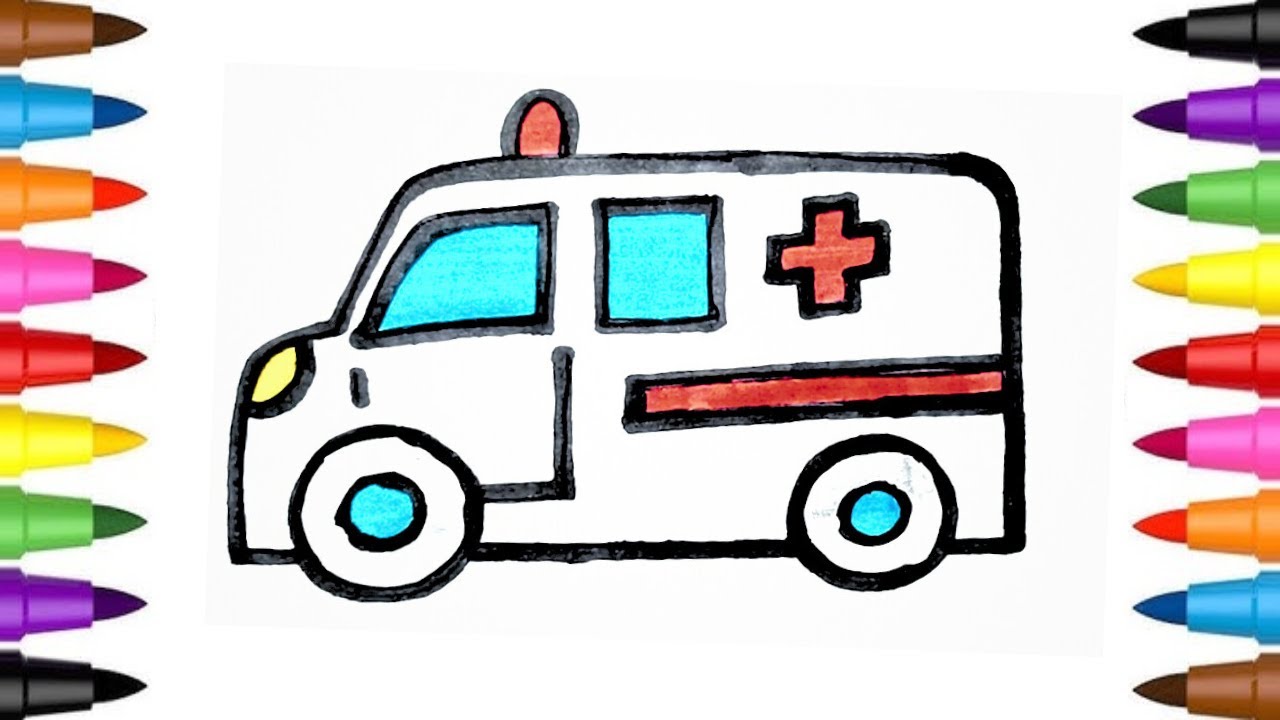 How to draw an ambulance 🚑 step by step || easy drawing for kids|| kid ...