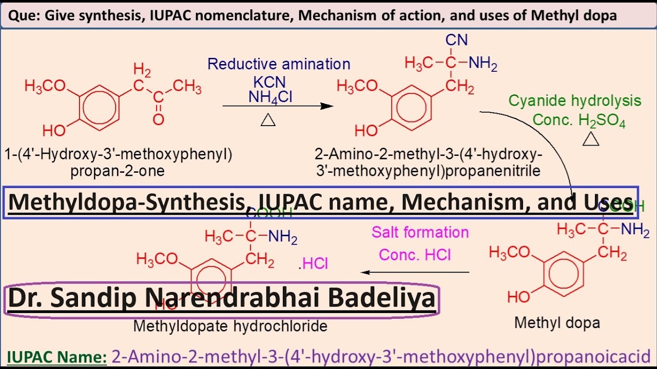 Methyldopa-Synthesis, IUPAC name, Mechanism, and Uses - YouTube