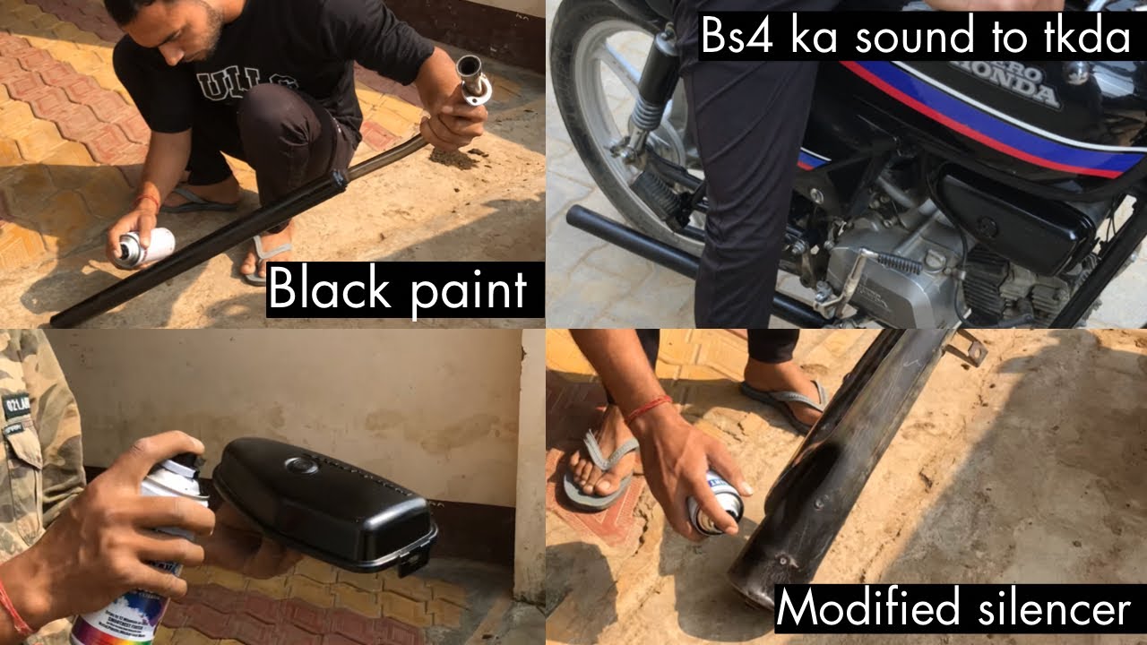 Silencer black paint done 🔥|| Bs4 splendor exhaust modified || crazy ...