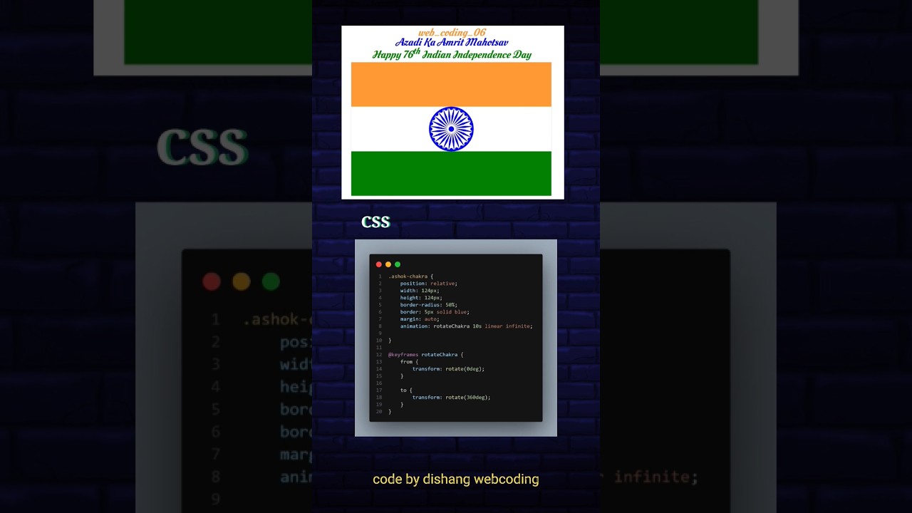 Happy Independence Day 🫡🇮🇳 Code By Dishang Webcoding ️ India Independenceday Indian