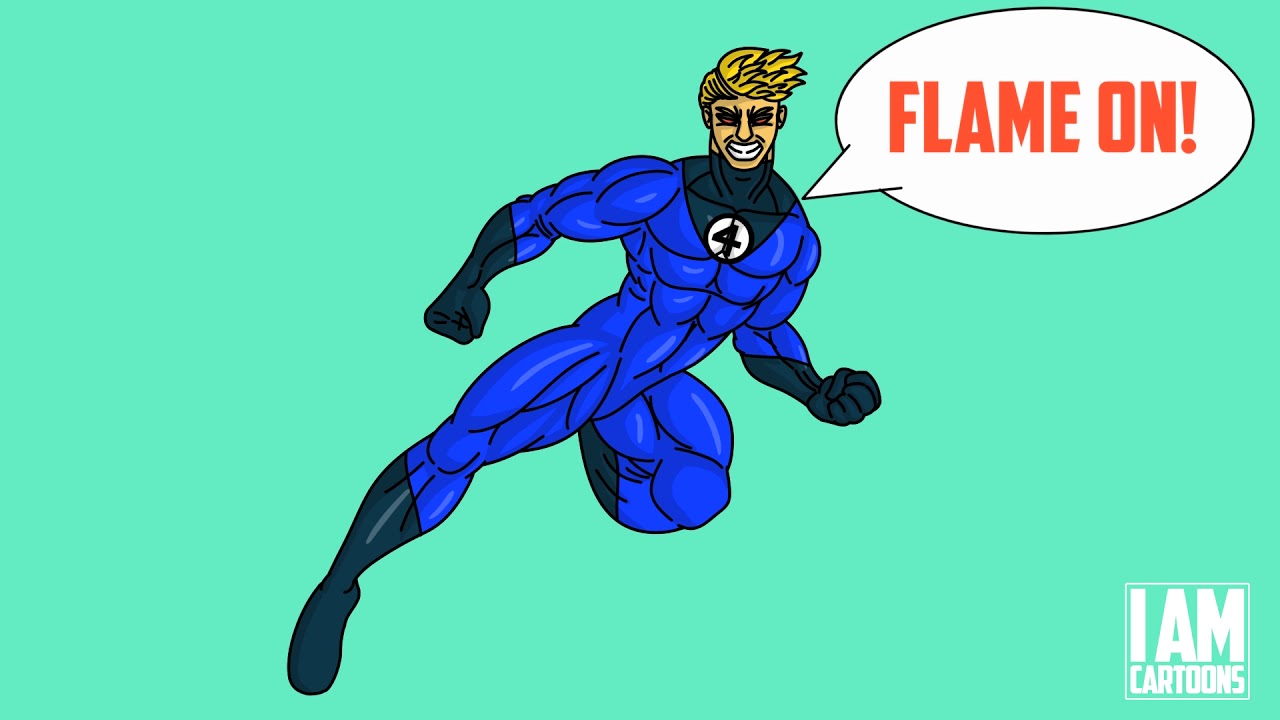 HOW TO DRAW: HUMAN TORCH COLOR ANIMATION - YouTube