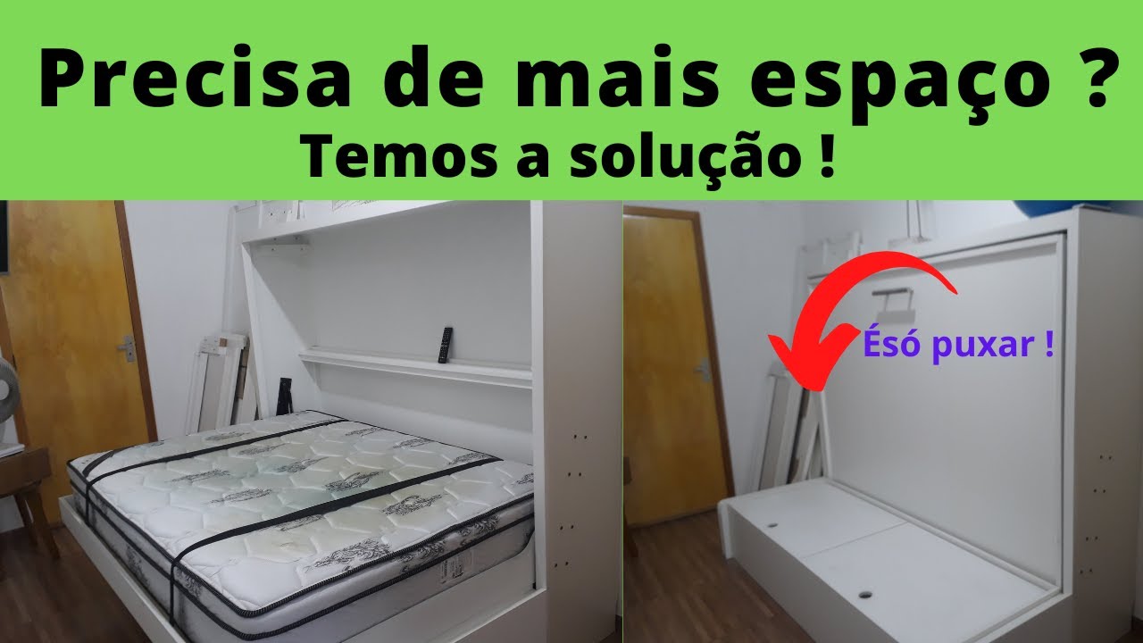 [GENIAL] Cama retrátil de parede casal, cama de embutir na parede ...