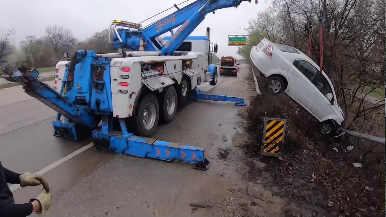 Car over the guard rail. - YouTube
