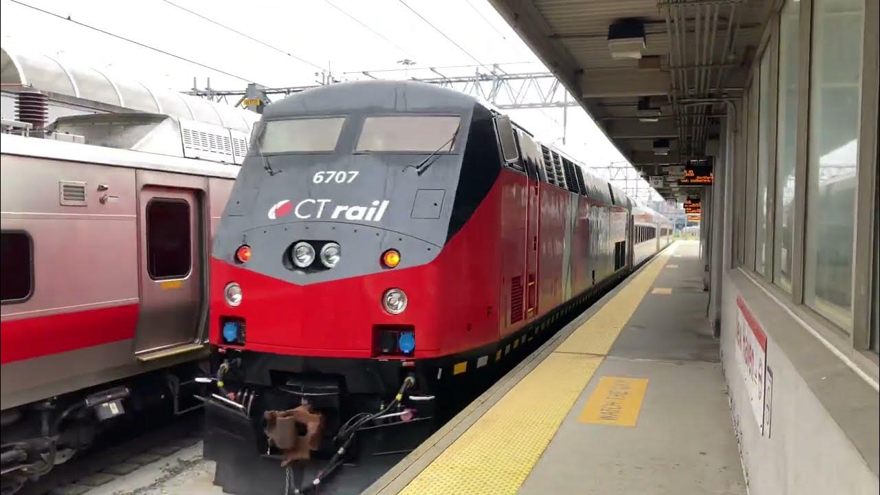 CtRail 6400 with Ex Amtrak 843 now 6707 trailing - YouTube