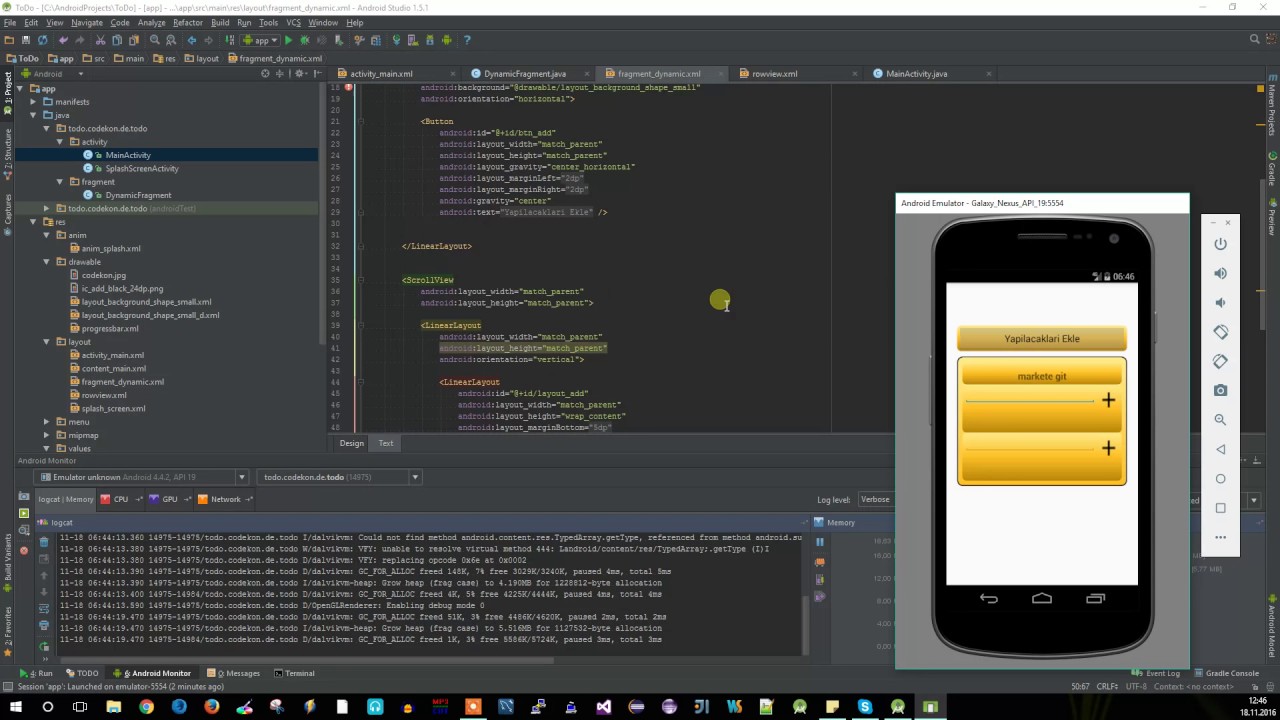 Android Dersleri 11 - Not Defteri / ToDo - YouTube