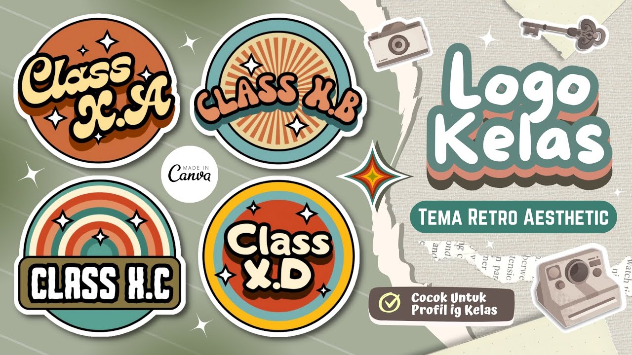 Cara Membuat Logo Kelas Tema Retro di Canva || Profil ig Aesthetic ...