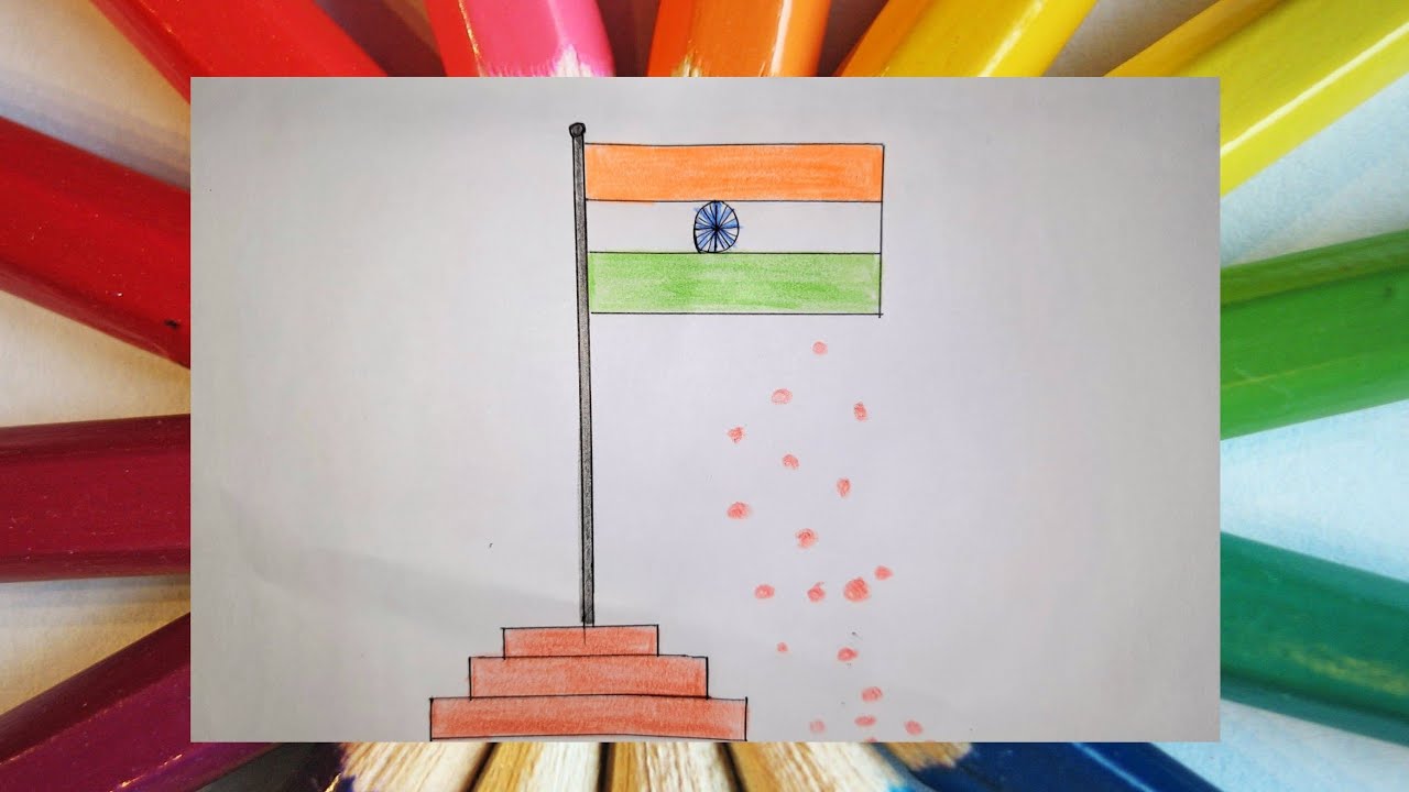 how to draw national flag step by step/easy indian flag drawing for beginners#india # ...