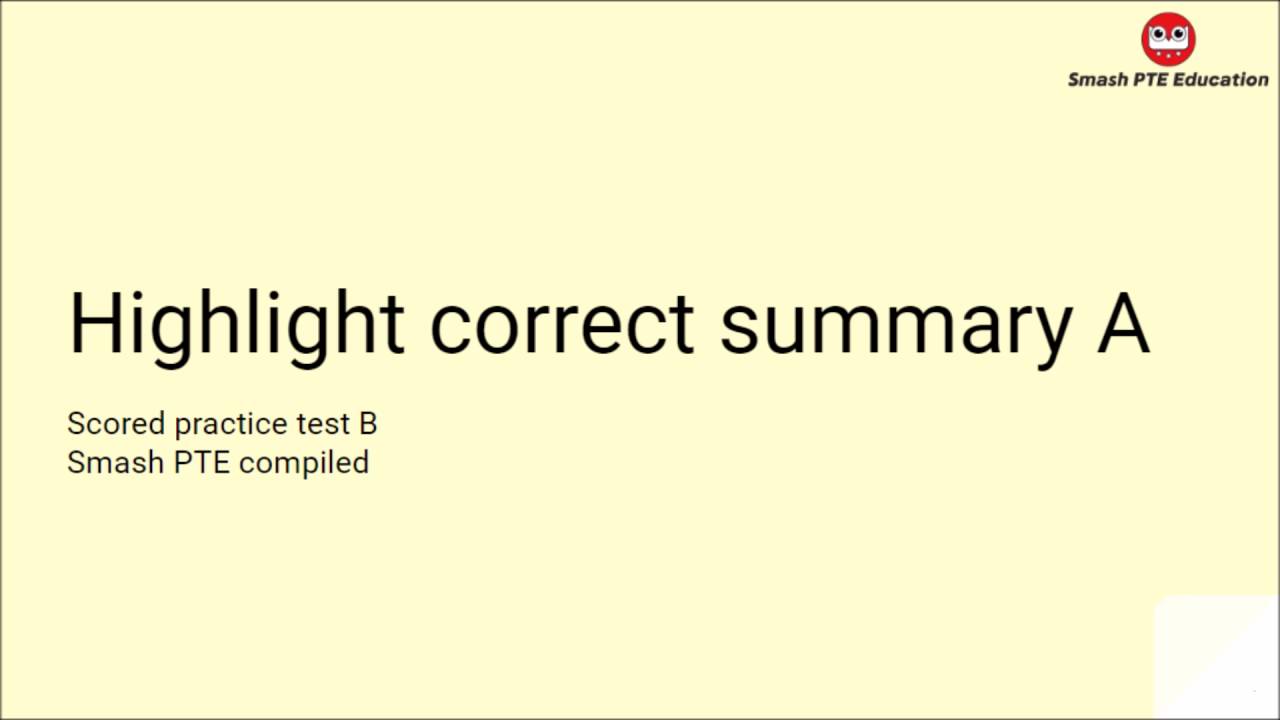 Highlight correct summary A - YouTube
