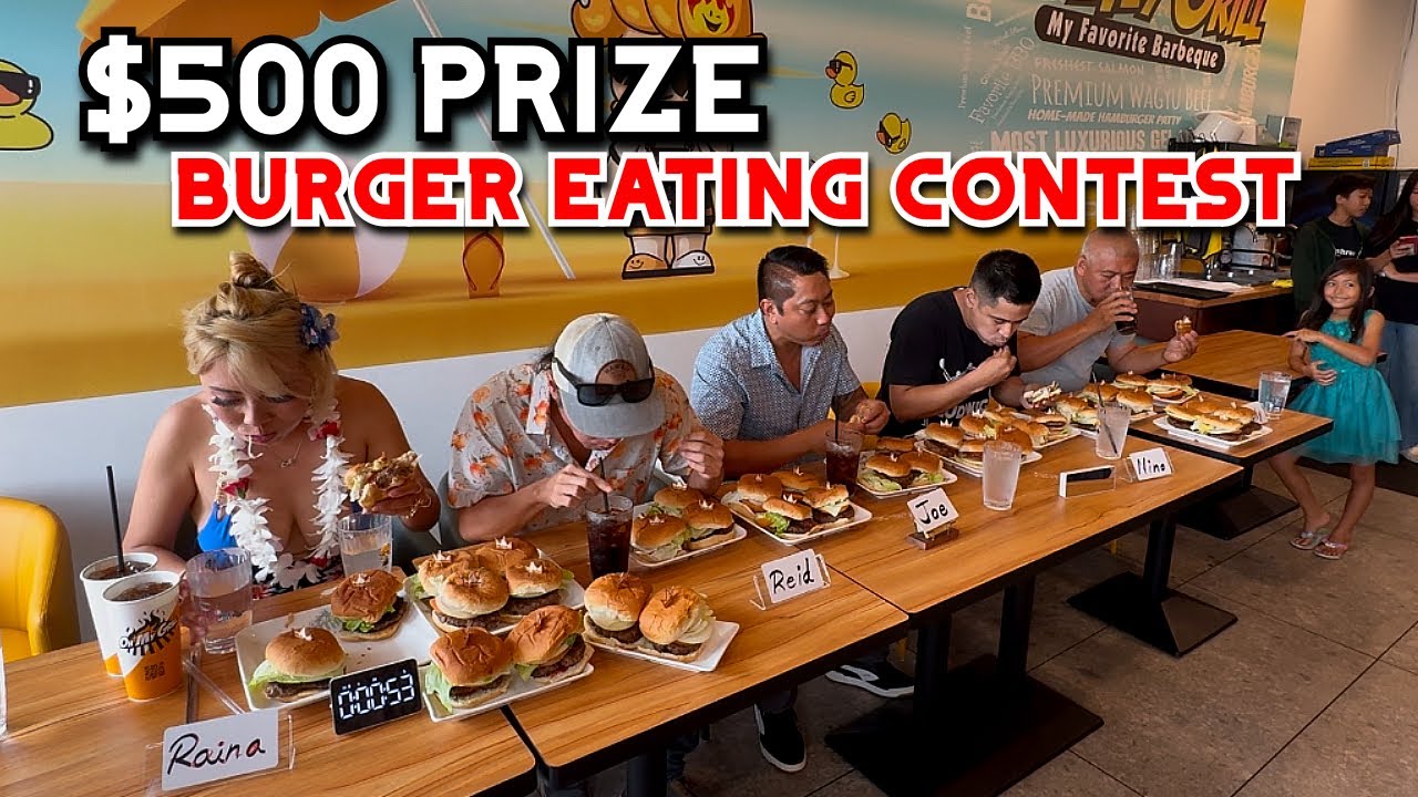 $500 PRIZE BURGER EATING CONTEST at Oh My Grill in Pearl City, HI!! # ...