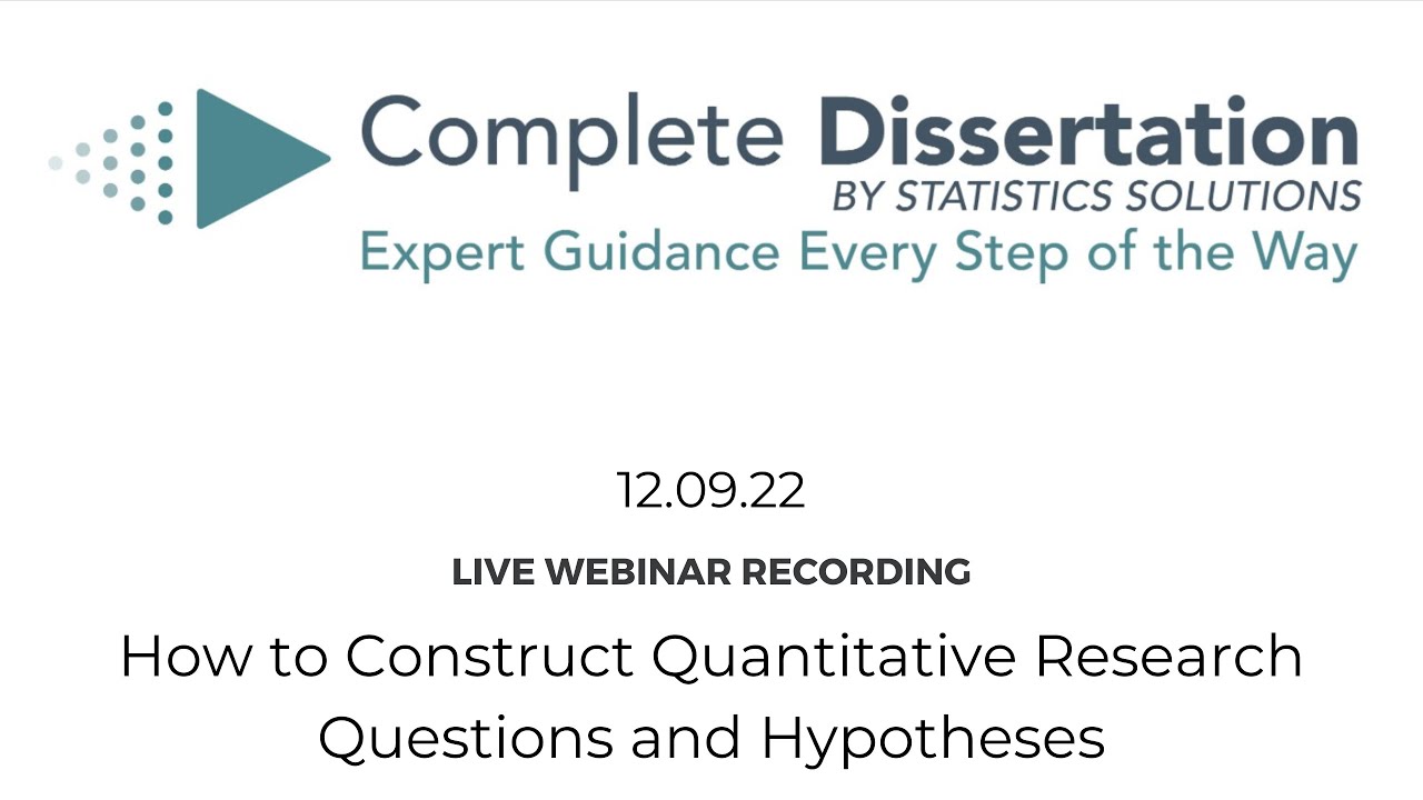 How to Construct Quantitative Research Questions and Hypotheses - YouTube