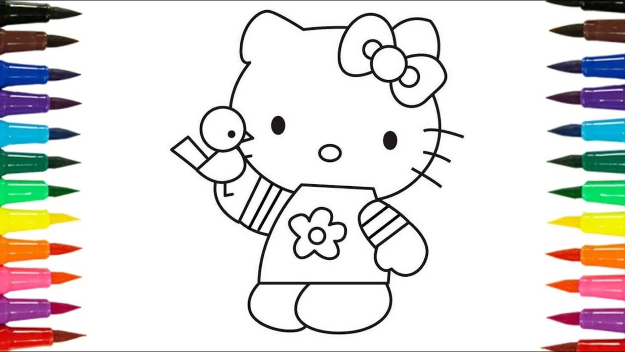 A Cute hello kitty and toy draw and colour and painting for kids and ...
