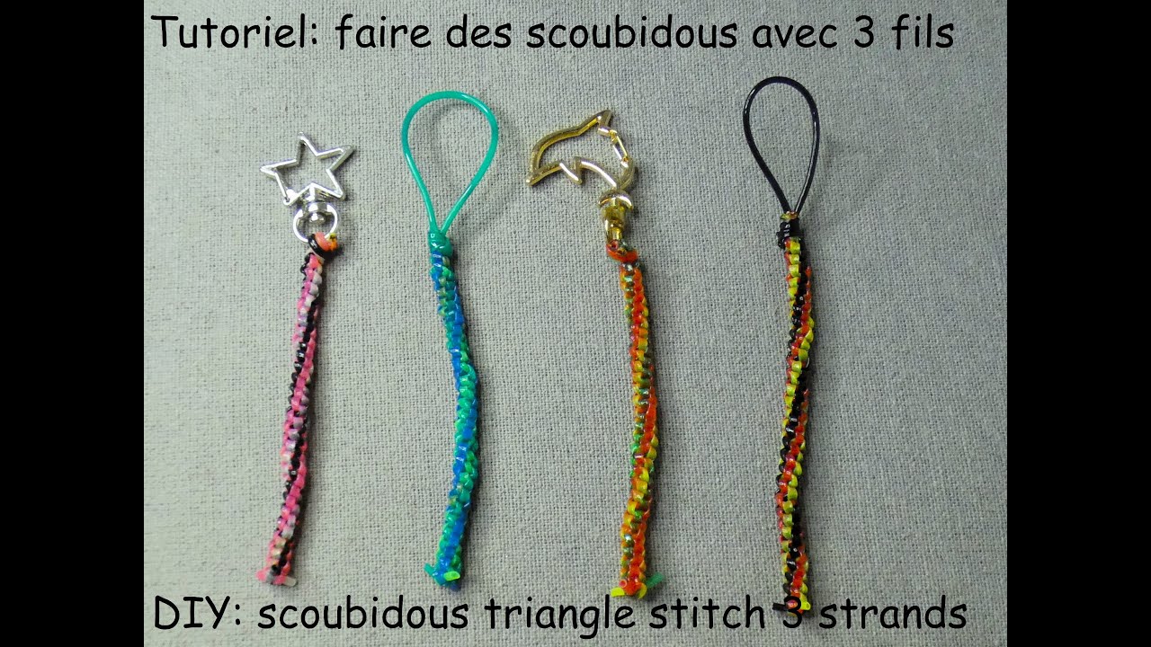 Tutoriel: faire des scoubidous avec 3 fils (DIY: Scoubidous triangle ...