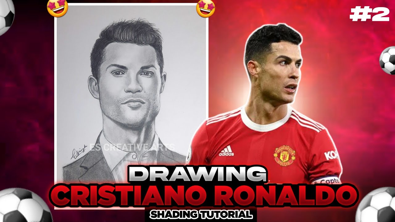 Drawing CRISTIANO RONALDO step by step 🔥⚽️ || Part-2 || Shading ...