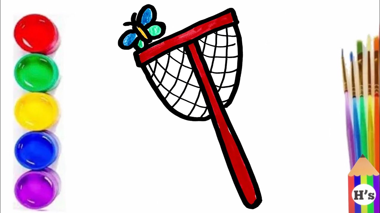 How To Draw a Cute Butterfly Net | рисунок милый сачок для детей - YouTube