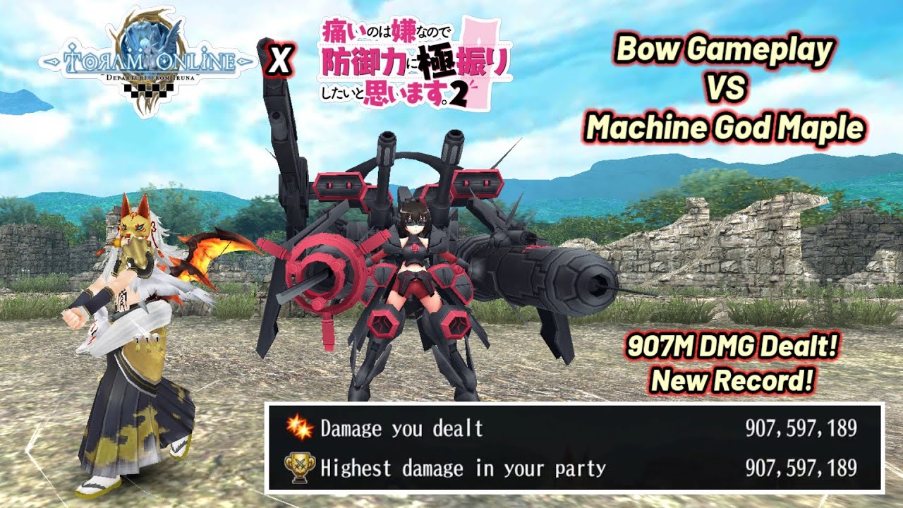 Toram Online - Bow Gameplay 907M DMG Dealt VS Machine God Maple! feat ...