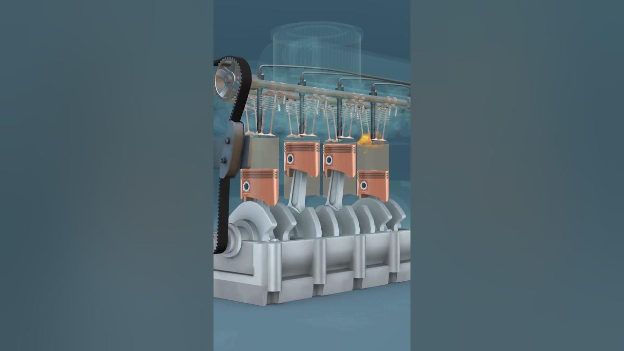 4 Cylinder Diesel engine Animation #learn mechanism - YouTube
