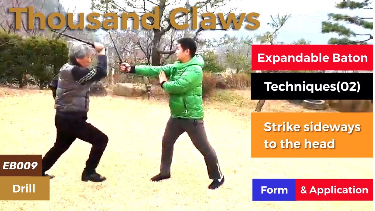 Expandable Baton Techniques(02)-7: Strike sideways to the head ...