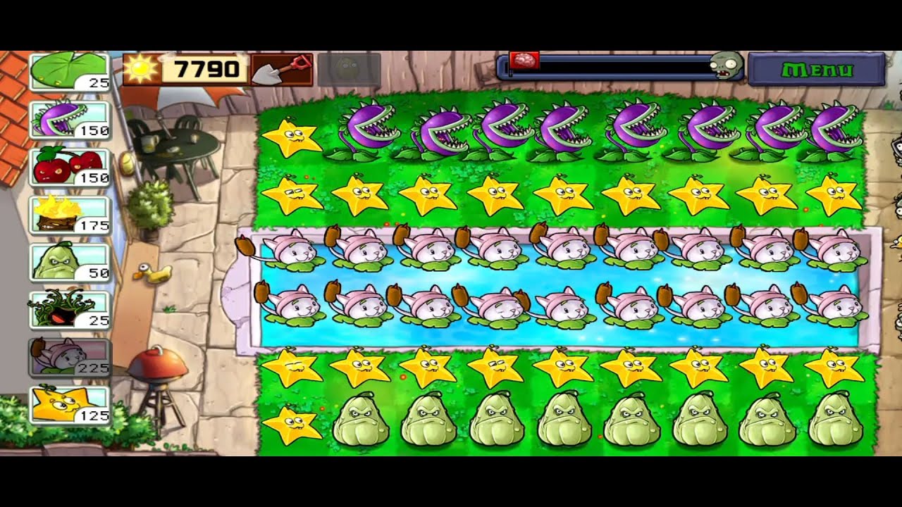 Plants vs zombies (mini game) Gameplay last stand from 1 until 4 Flag ...