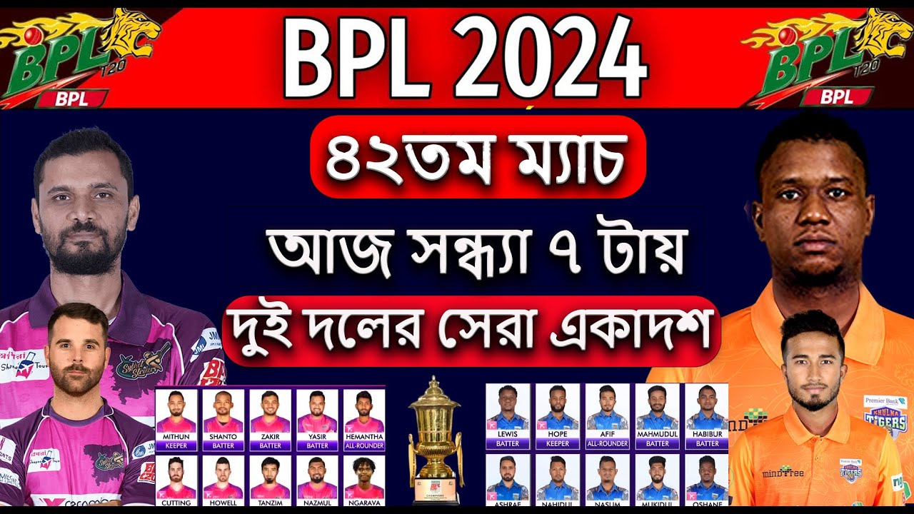 BPL 2024 Khulna Tigers vs Sylhet Strikers 42nd Match Playing 11, BPL 2024 KLT vs SYST 42nd Match ...