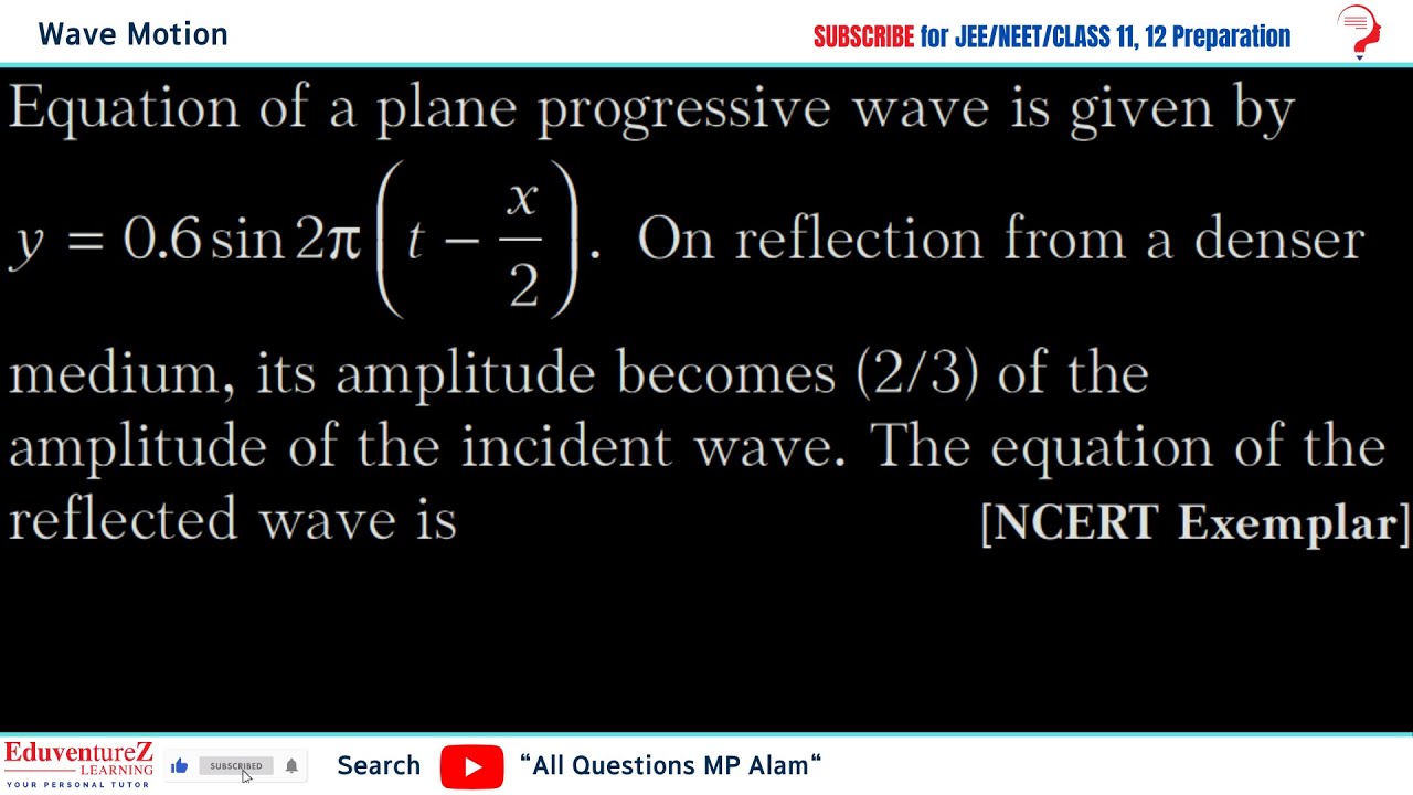 Equation of a plane progressive wave is given by y tx = − æè çöø ÷0 6 ...
