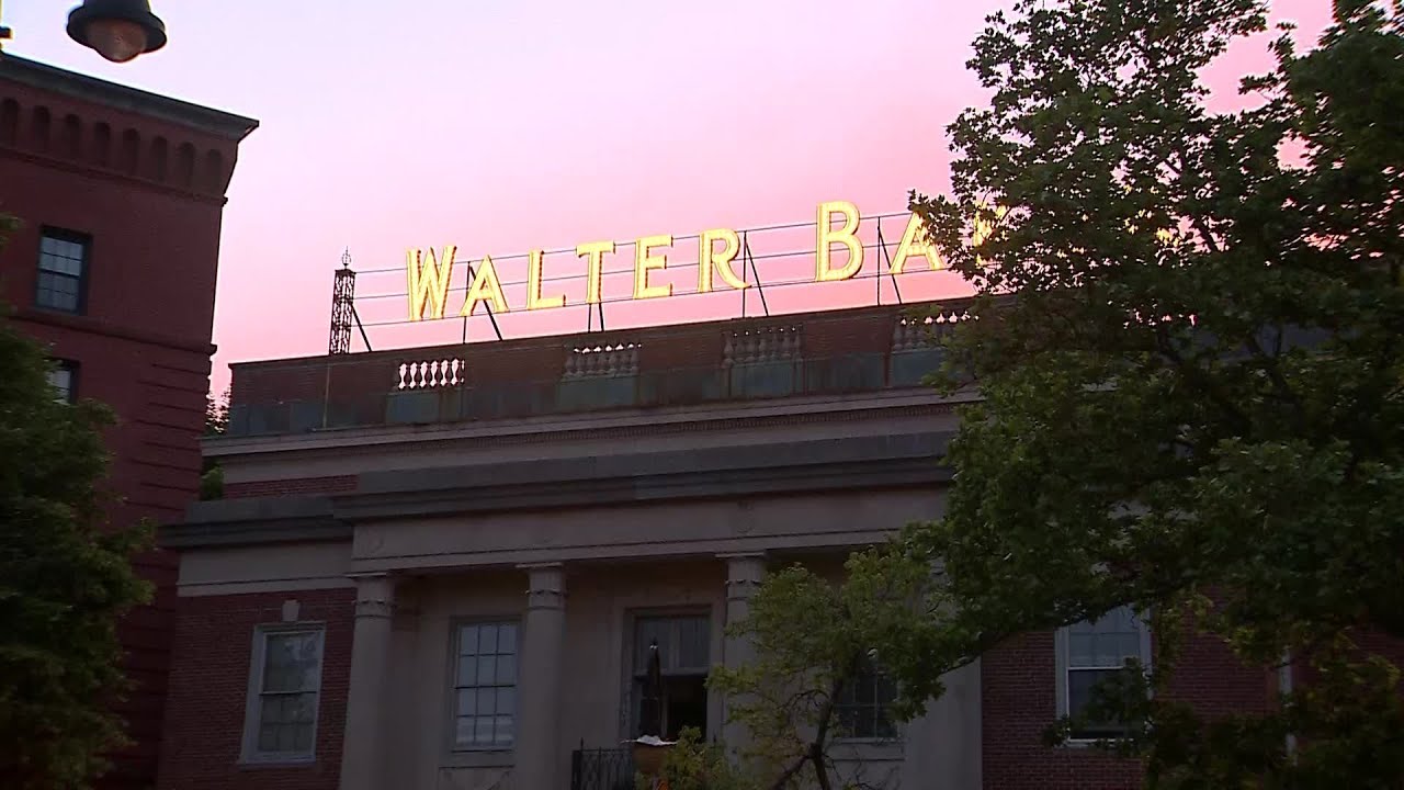 Walter Baker Factory sign lit again, five decades after it went dark ...