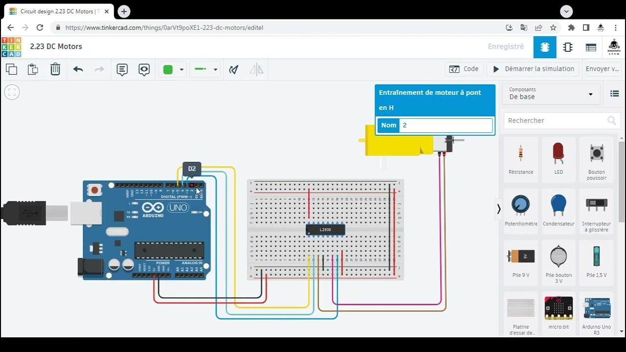 DC Motors TinkerCad + Arduino - YouTube