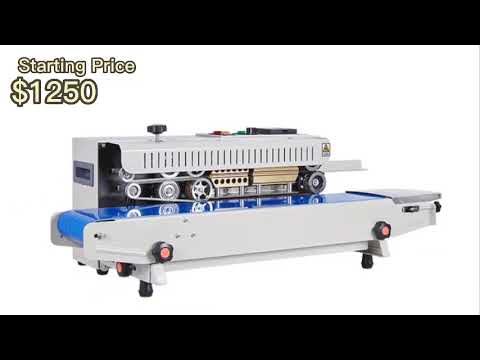 Continuous band sealer with date inkjet printer for plastic pouch bag expiry date coding batch ...