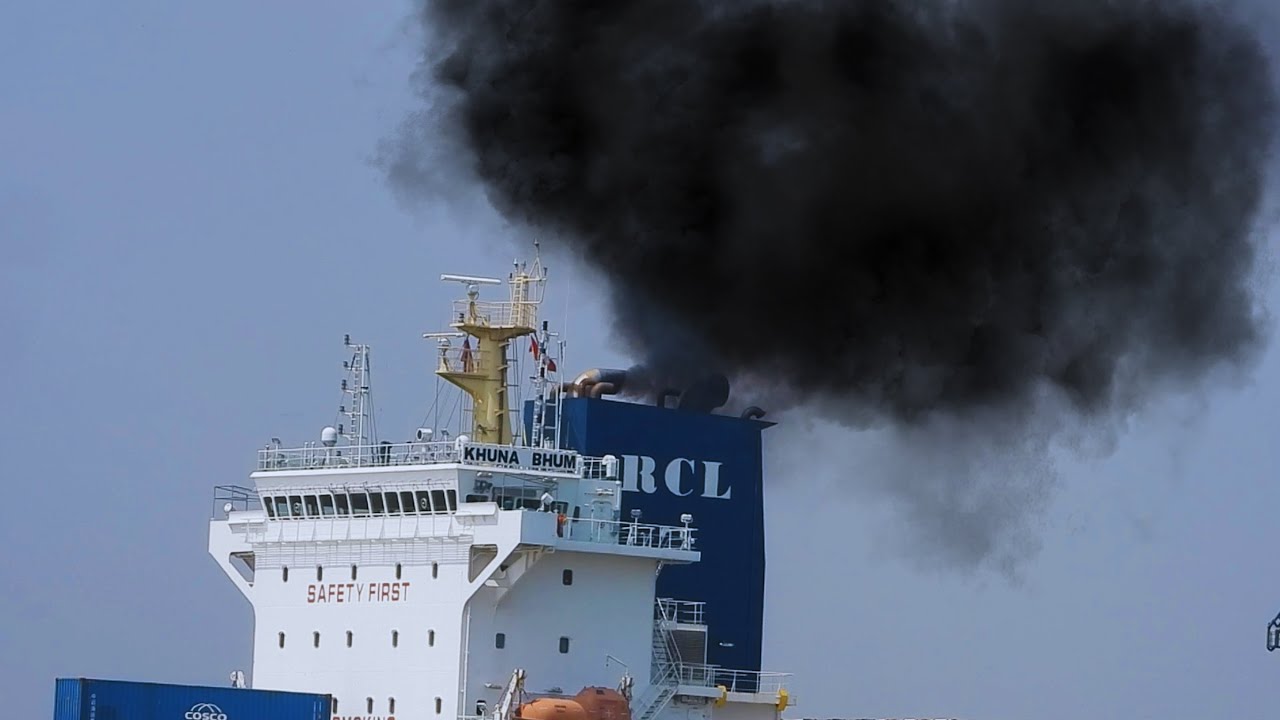 When the Water Discharging and Smoke Emitting Ship Advances to the Open ...